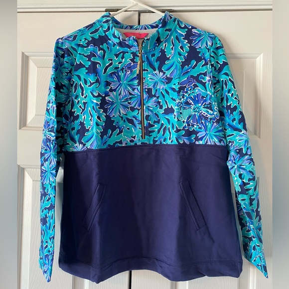Lilly Pulitzer | Tops | Lilly Pulitzer Bright Navy Popover In Too Deep ...
